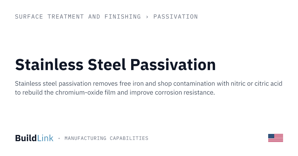 Stainless Steel Passivation - Manufacturing Capabilities - BuildLink